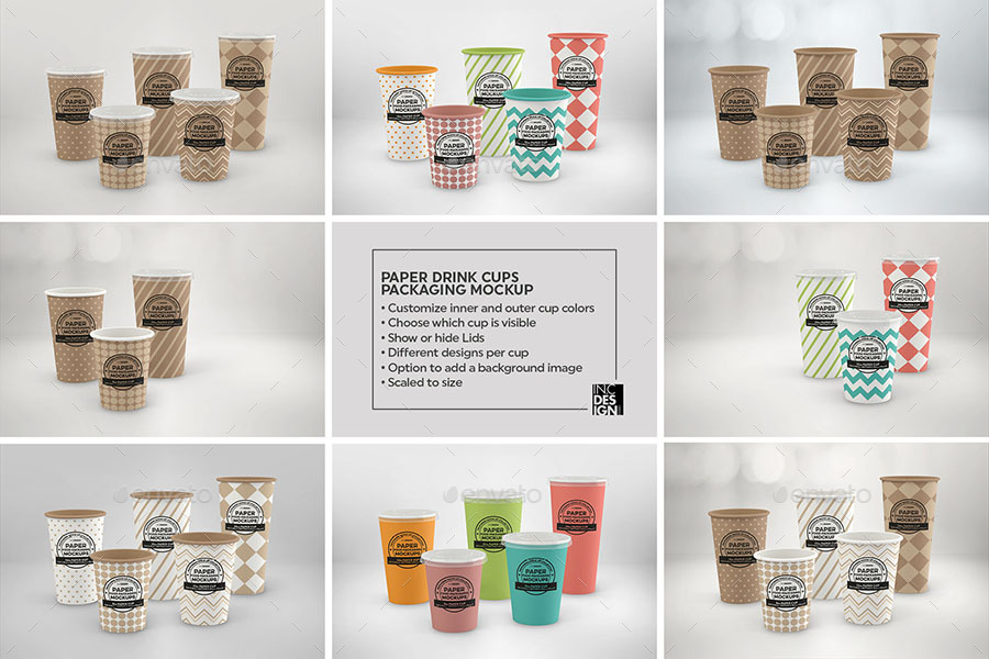 Paper Cold Drink Cups Packaging Mockups, Graphics | GraphicRiver