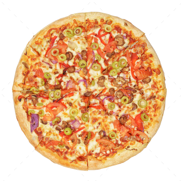 Pizza top view isolated Stock Photo by Ha4ipuri | PhotoDune