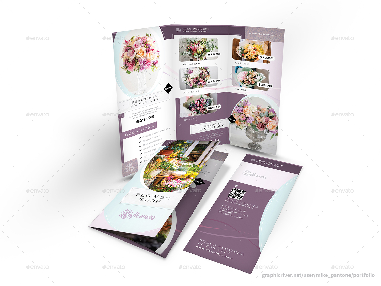 Florist Trifold Brochure 5, Print Templates | GraphicRiver