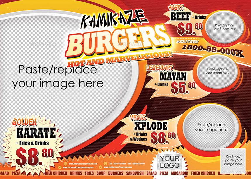 Restaurant Food Flyer Bundle 3 in 1, Print Templates | GraphicRiver