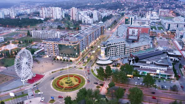 Podgorica Montenegro in the evening. Night cityscape, Stock Footage