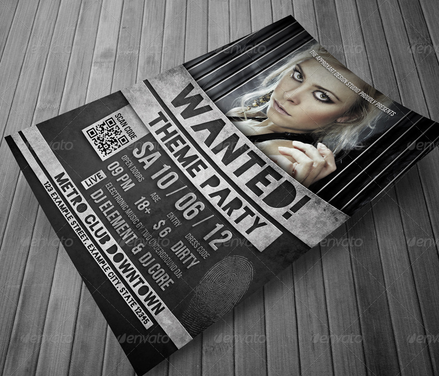 Wanted - Theme Party Flyer, Print Templates | GraphicRiver
