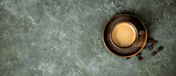 Cup of coffee on rustic background Stock Photo by klenova | PhotoDune