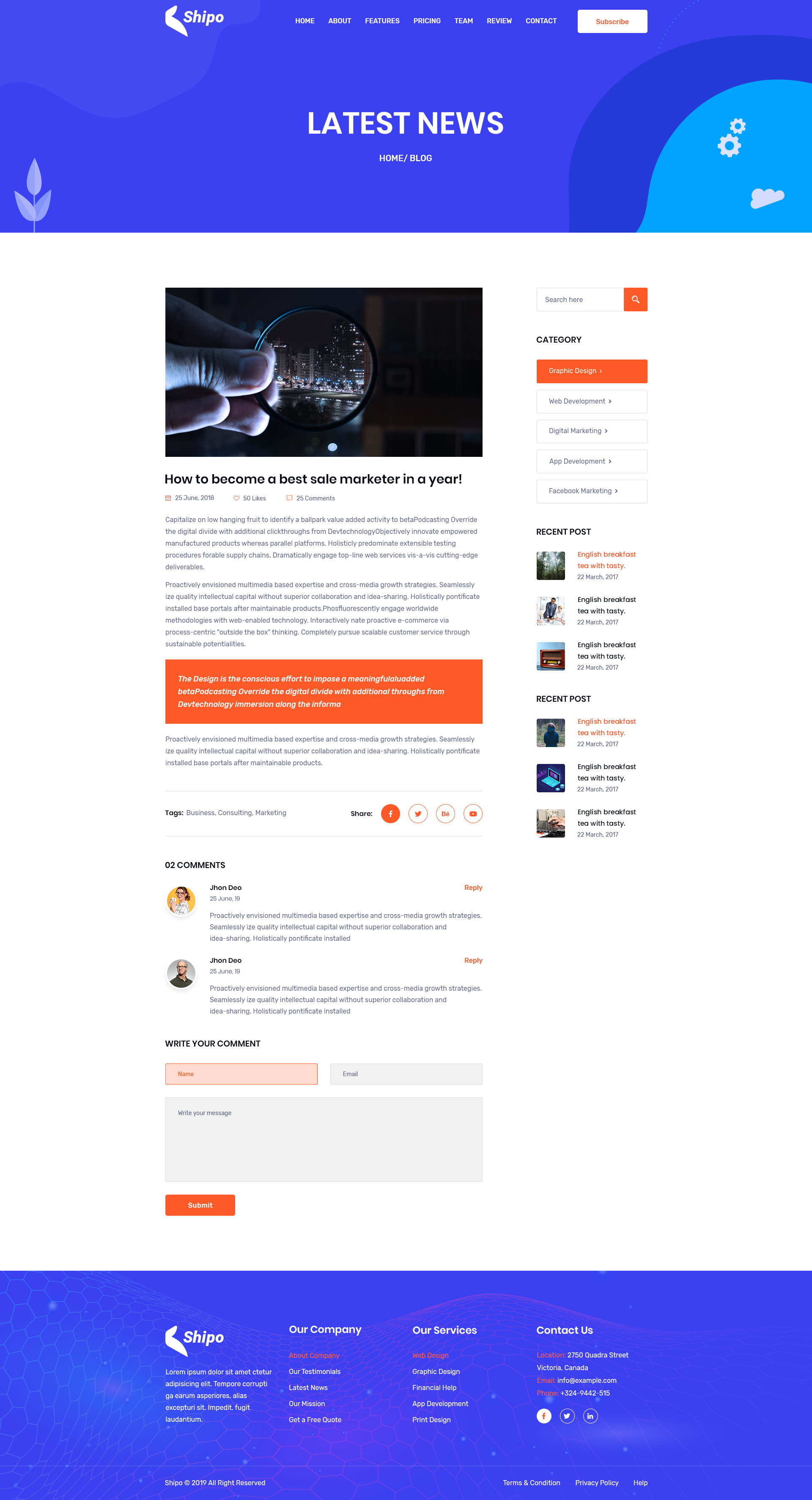 Shipo – App, Software & SAAS Landing Page PSD Template by modinatheme