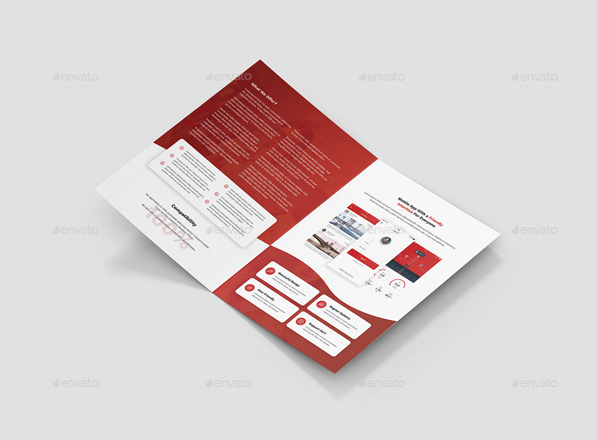 Mobile App – Brochures Bundle Print Templates 5 in 1, Print Templates