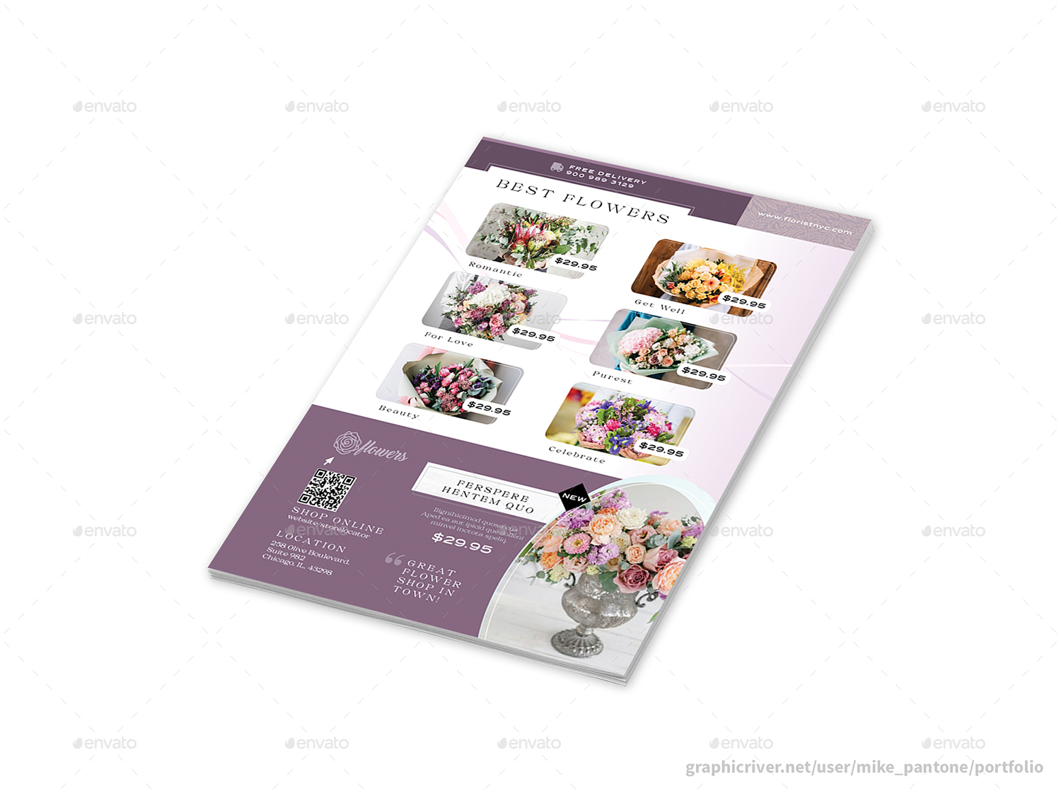 Florist Flyers 5 – 4 Options, Print Templates | GraphicRiver