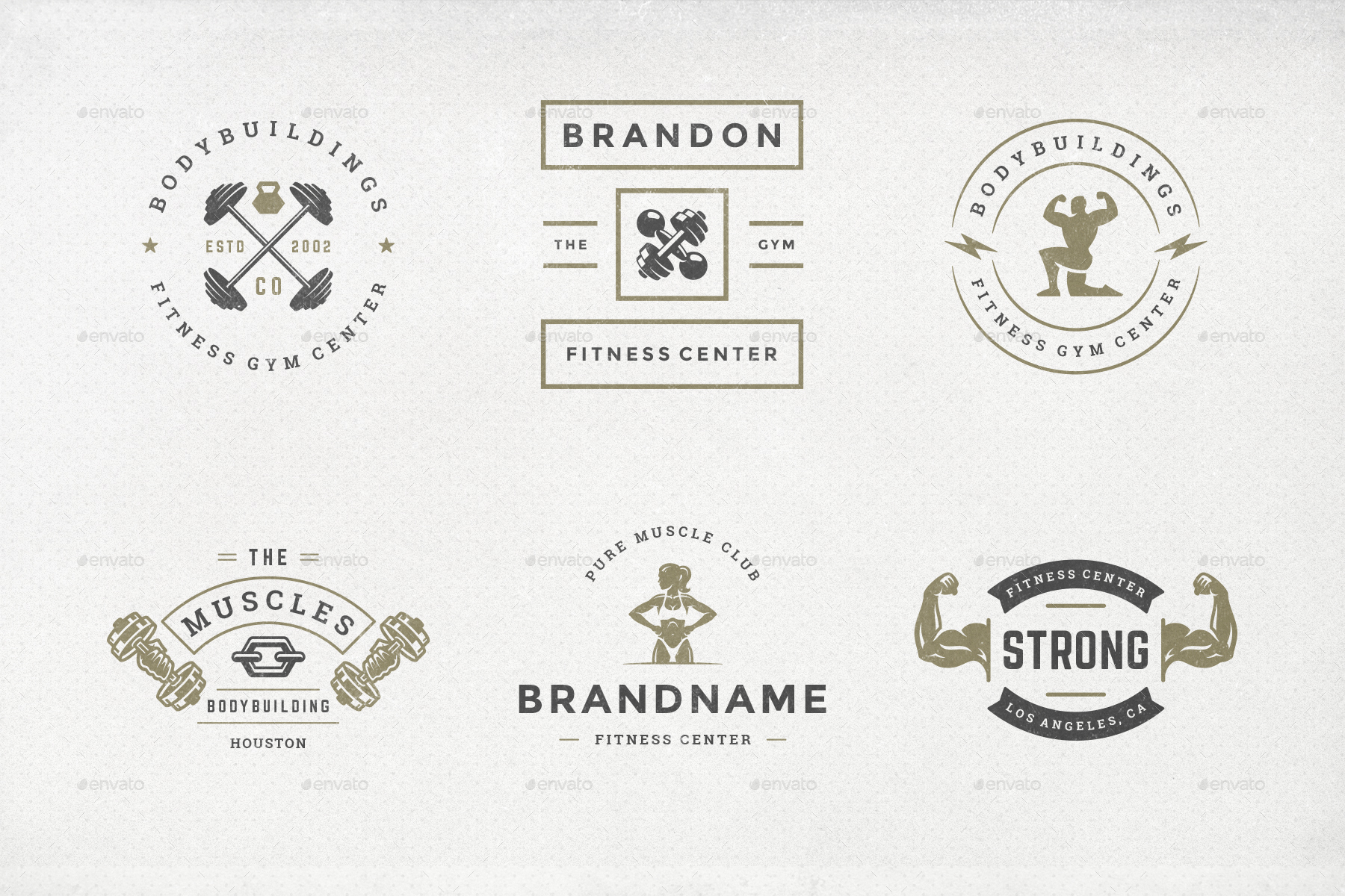 Retro Fitness & Gym Logos Set, Web Elements | GraphicRiver
