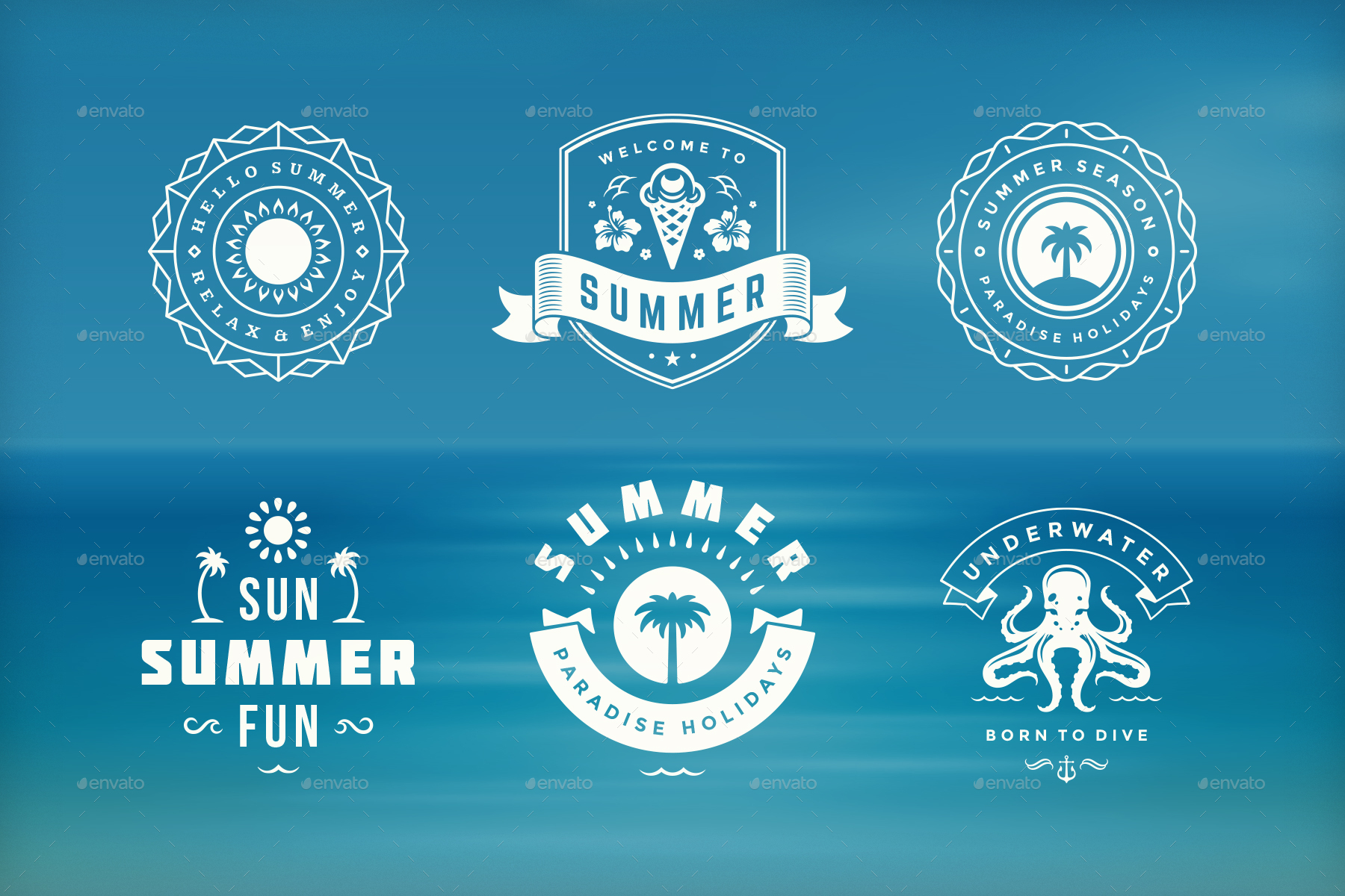 Summer Holidays Emblems & Badges, Web Elements | GraphicRiver