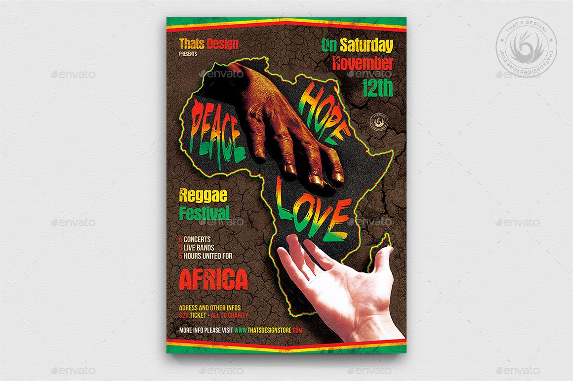Reggae Africa United Flyer Template, Print Templates | GraphicRiver