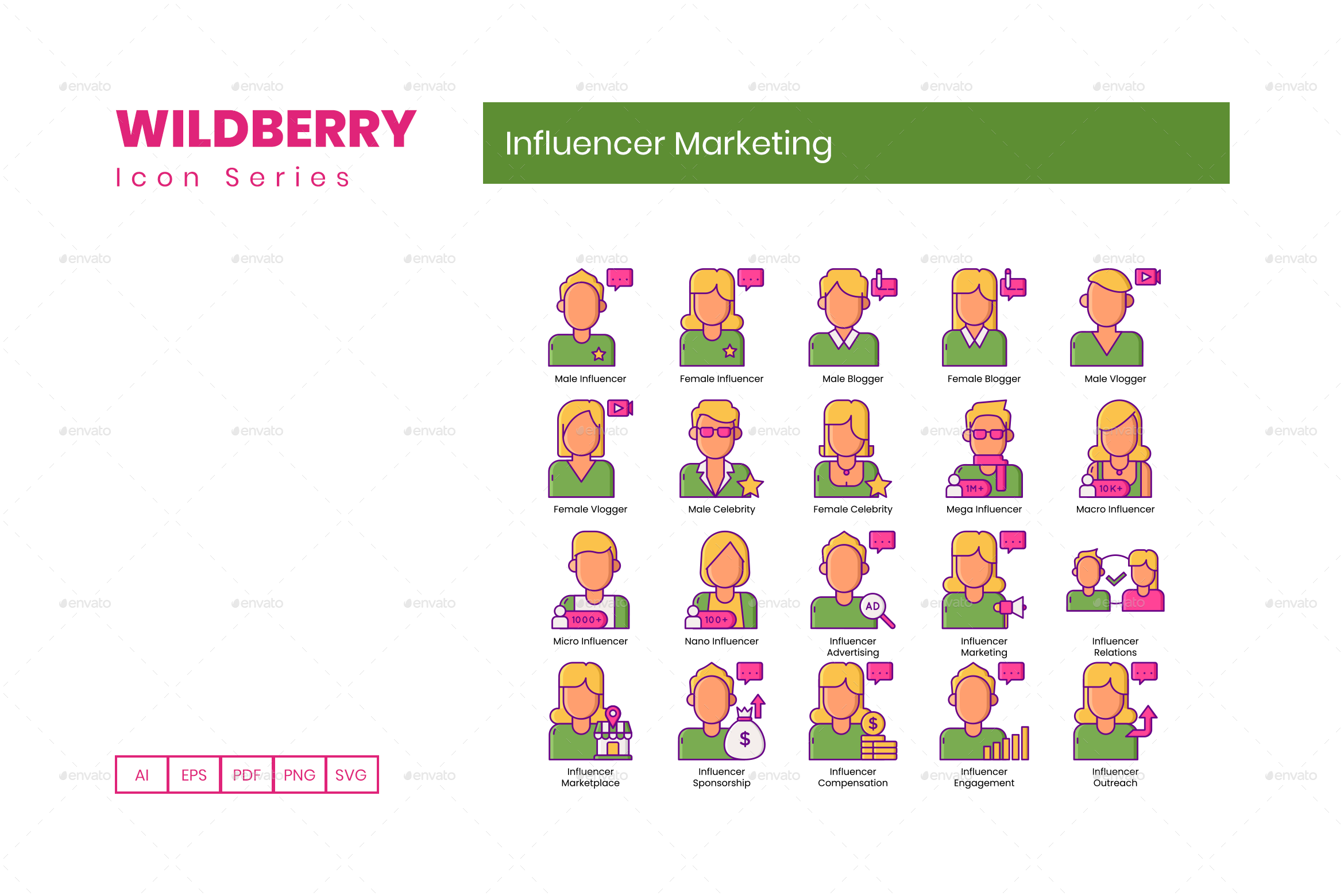 Influencer Icons, Icons | GraphicRiver