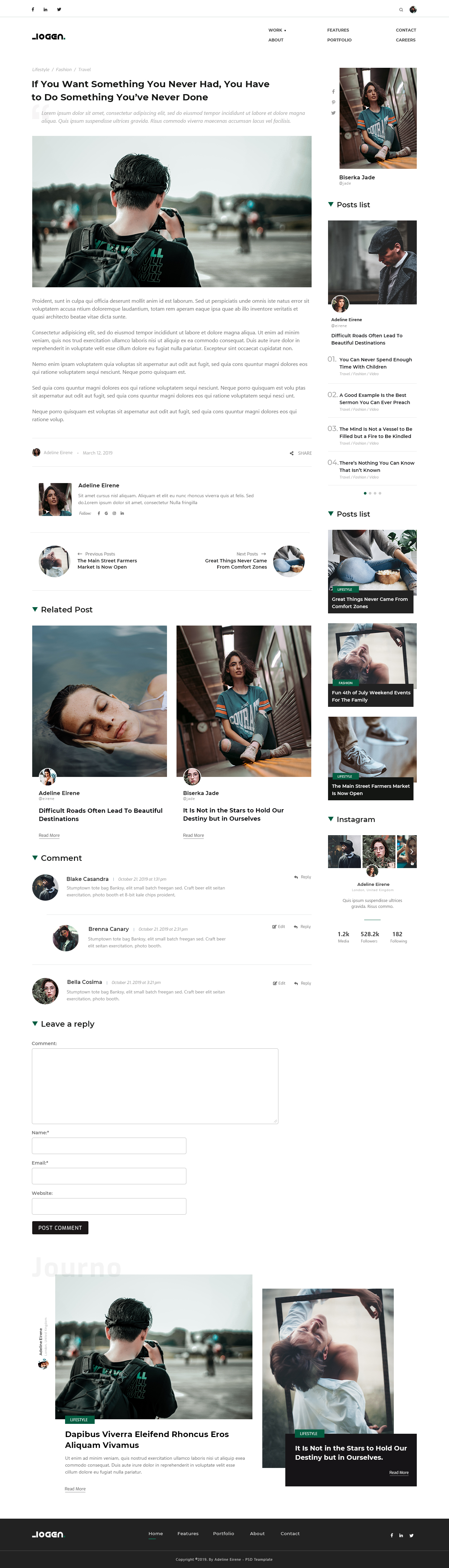 Logen - Personal Blog PSD Template by Rose-B | ThemeForest