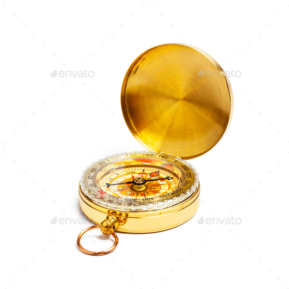 Vintage golden compass isolated Stock Photo by Dmitry_Rukhlenko | PhotoDune