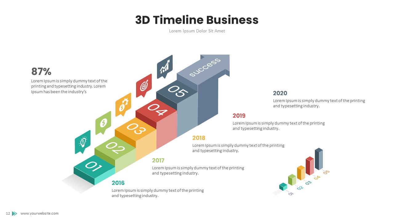 3D Infographic & Timeline Keynote Template, Presentation Templates