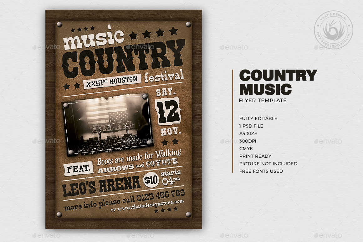 Country Music Flyer Template V2, Print Templates | GraphicRiver