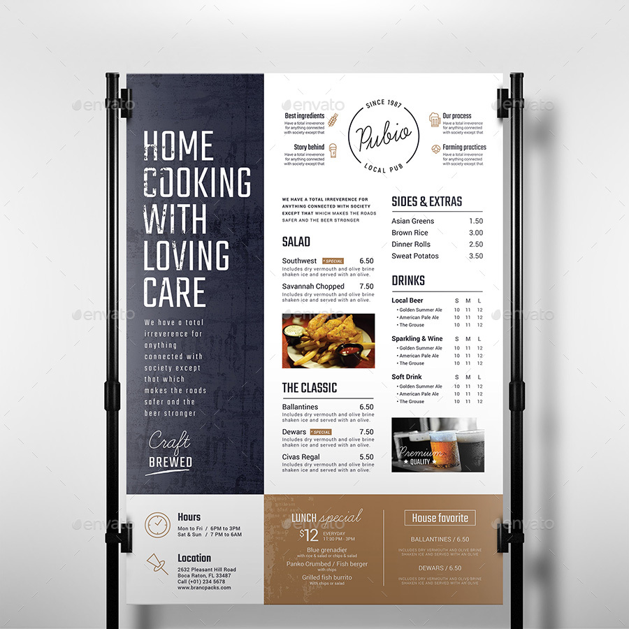 Bar Menu Poster/Banner, Print Templates | GraphicRiver