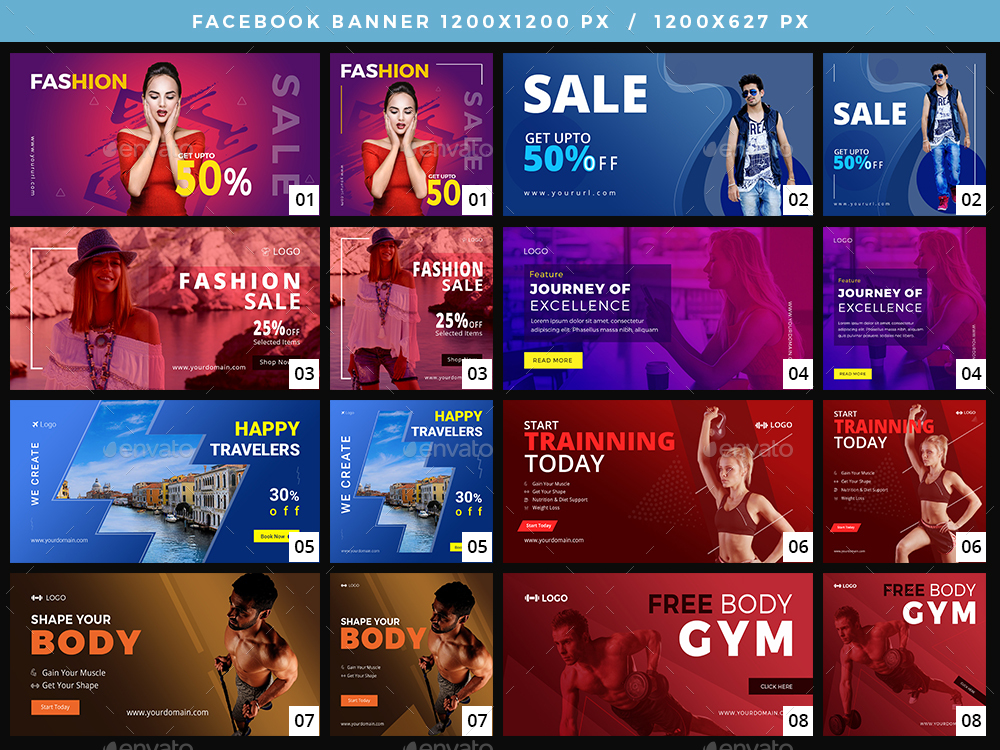 52 Facebook Multipurpose Banners, Web Elements | GraphicRiver