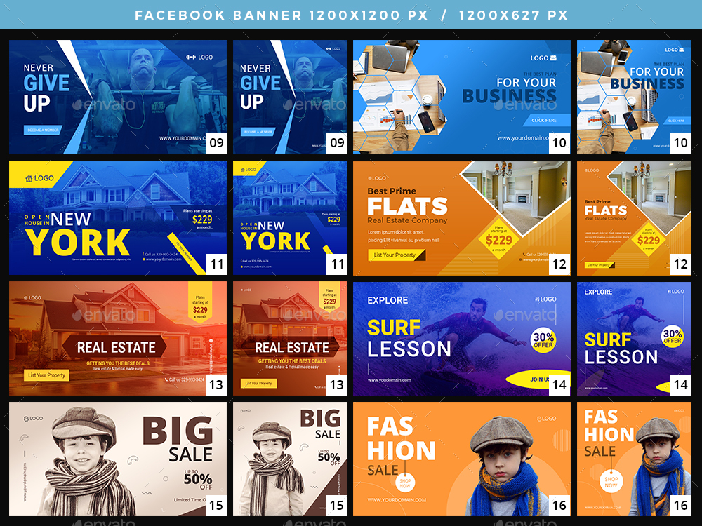 52 Facebook Multipurpose Banners, Web Elements | GraphicRiver