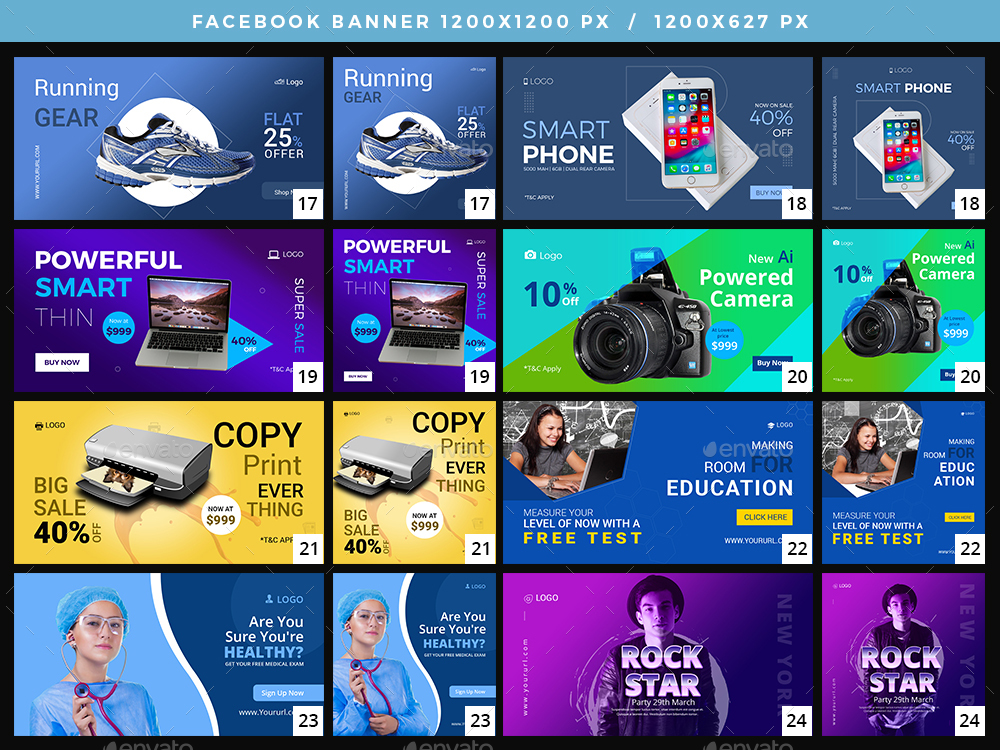 52 Facebook Multipurpose Banners, Web Elements | GraphicRiver