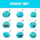 Blue Robot Sticker Set, Vectors | GraphicRiver