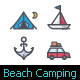 50 Beach & Camping Full-Color Icon, Icons | GraphicRiver