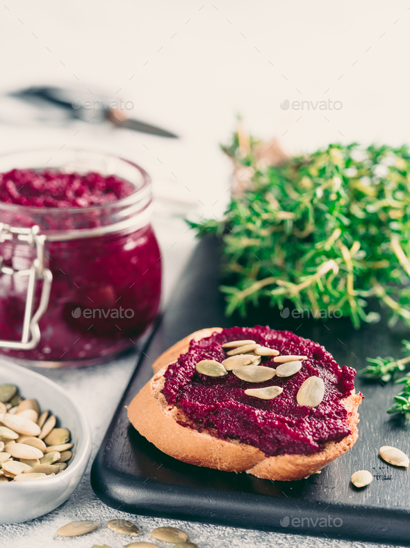 Beetroot pesto with copy space Stock Photo by Fasci | PhotoDune