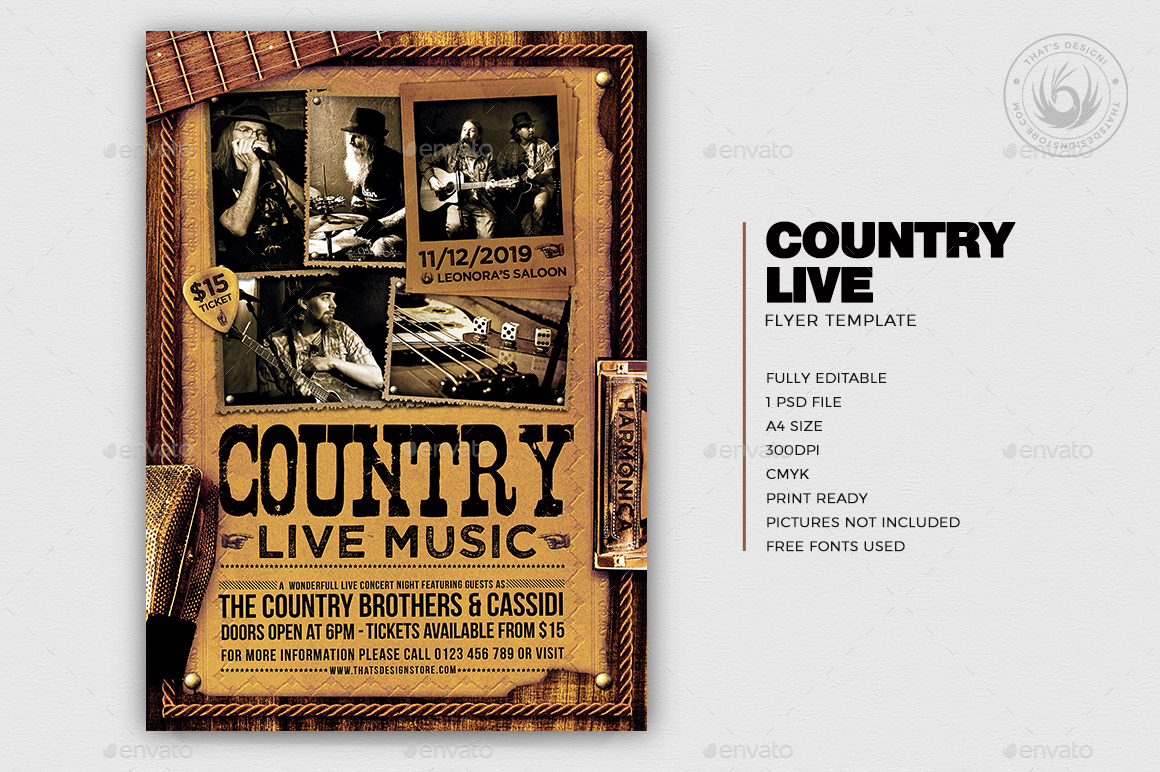 Country Live Flyer Template V3, Print Templates | GraphicRiver