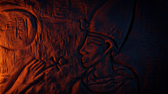 Ancient Egyptian Wall Carving In Fire Glow, Stock Footage | VideoHive