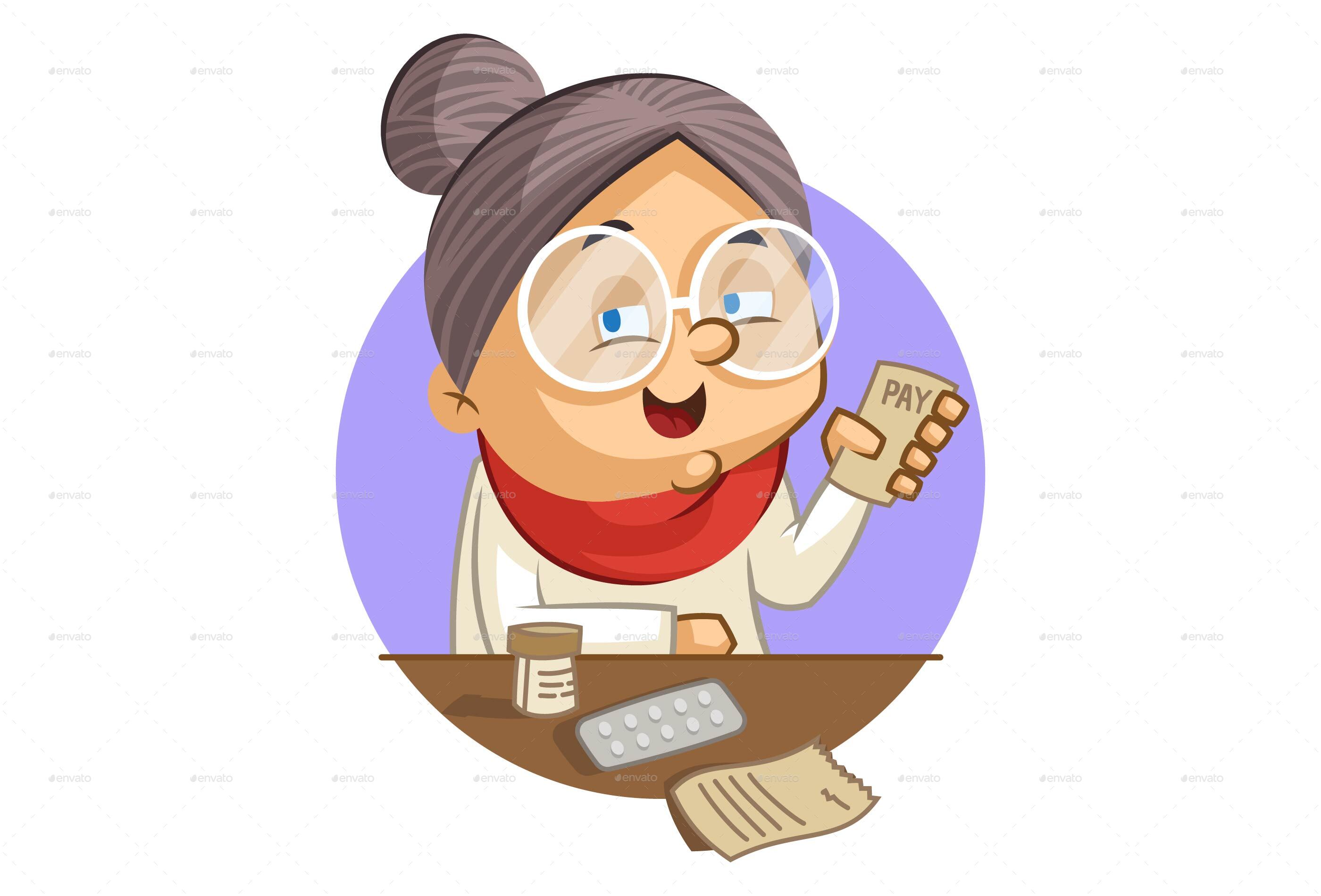 Old Lady Stickers, Vectors | GraphicRiver
