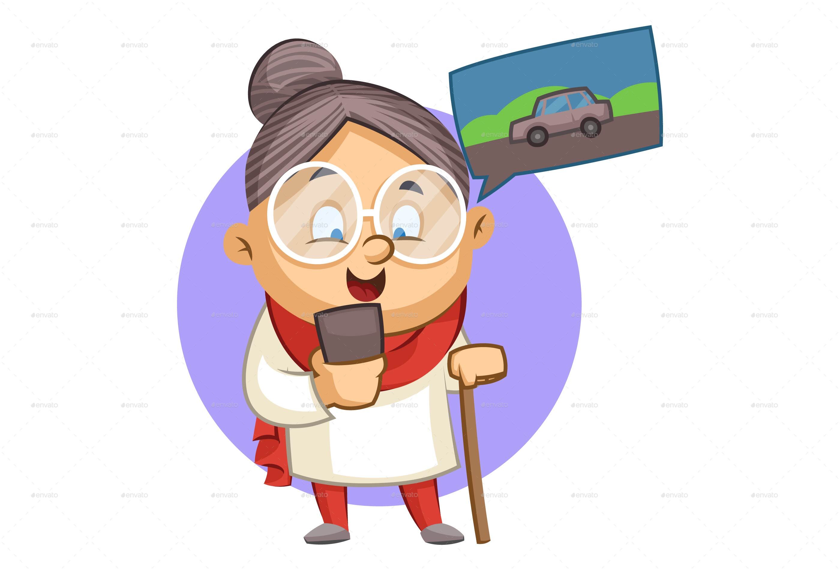 Old Lady Stickers, Vectors | GraphicRiver