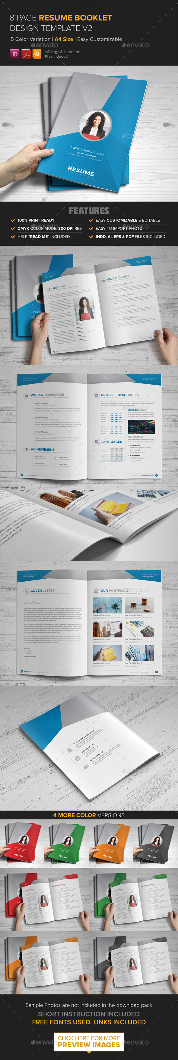 Resume Booklet Design Bundle, Print Templates | GraphicRiver