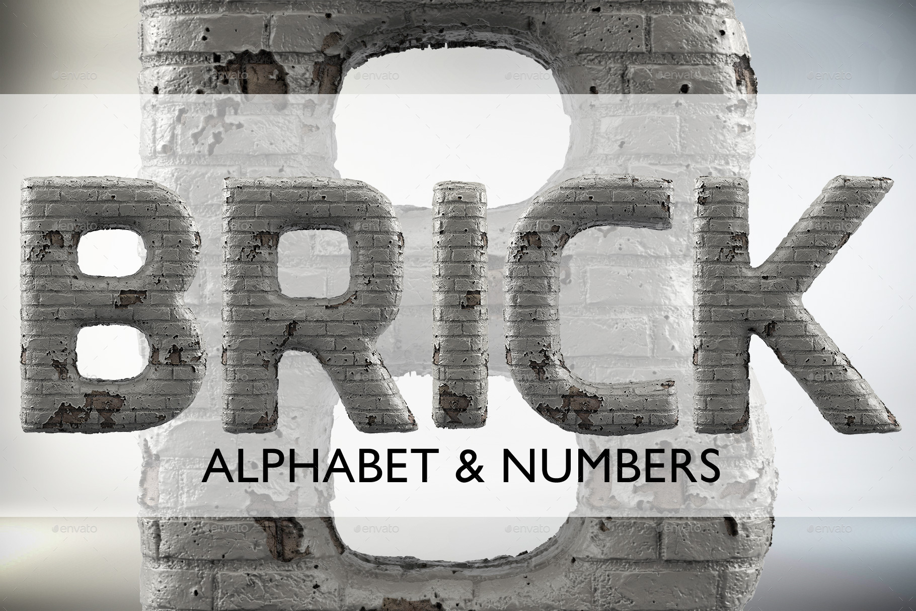 3D Render Set of Grunge White Brick Alphabet, Graphics | GraphicRiver