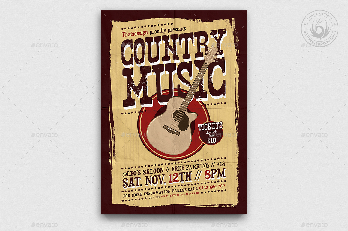 Country Music Flyer Template V3, Print Templates | GraphicRiver