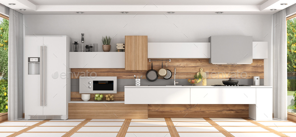 Front view of modern kitchen Stock Photo by archideaphoto | PhotoDune