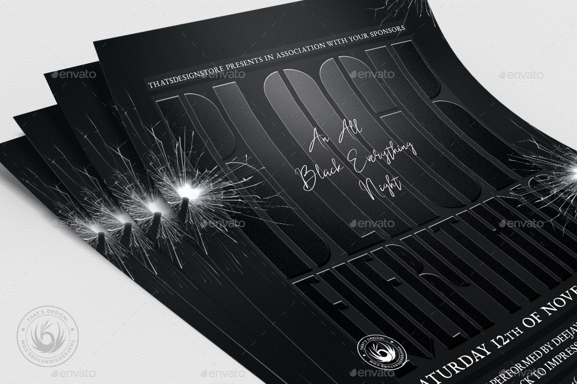 Black Party Flyer Template V5 by lou606 | GraphicRiver