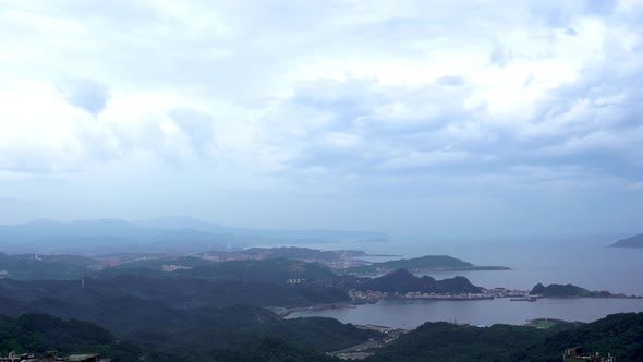harbour to the east china sea, view from Jiufen, Taiwan, Stock Footage