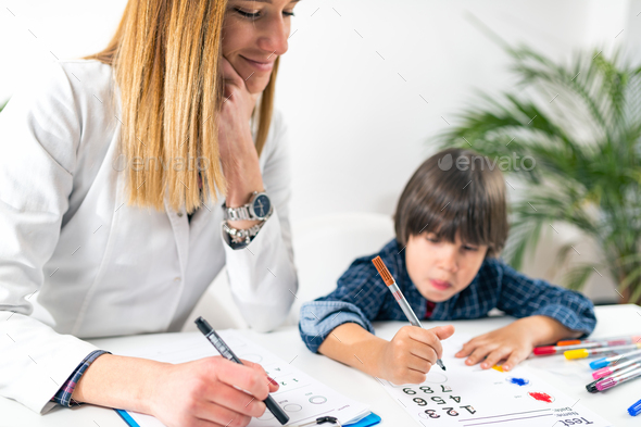 Psychology Test for Children - Toddler Doing Logic Test with Numbers ...