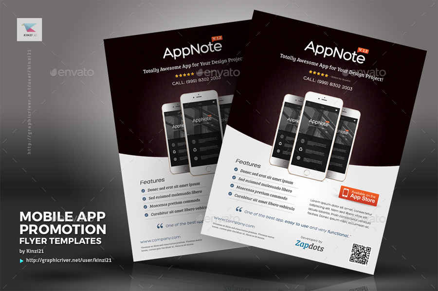 Mobile App Promotion Flyers, Print Templates | GraphicRiver