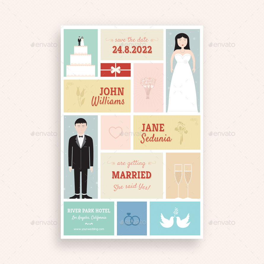 Cute Wedding and Invitation Card, Print Templates | GraphicRiver