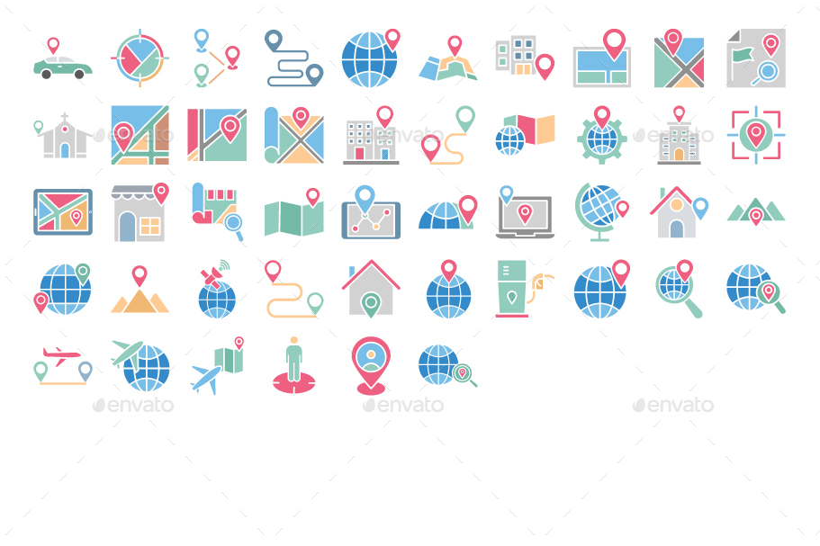 400+ Map and Navigation Isolated Vector Icons, Icons | GraphicRiver