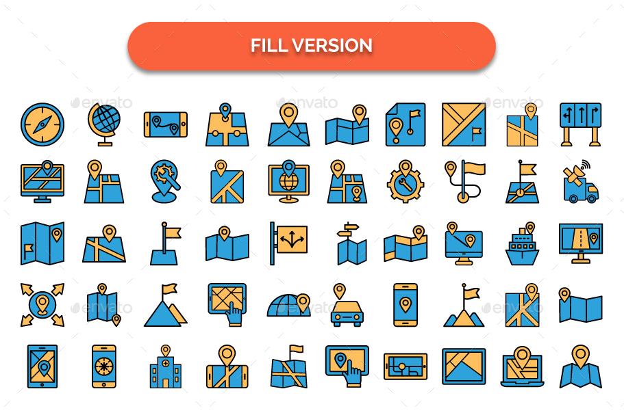 400+ Map and Navigation Isolated Vector Icons, Icons | GraphicRiver