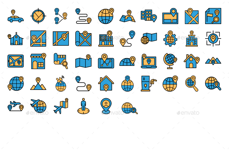 400+ Map and Navigation Isolated Vector Icons, Icons | GraphicRiver