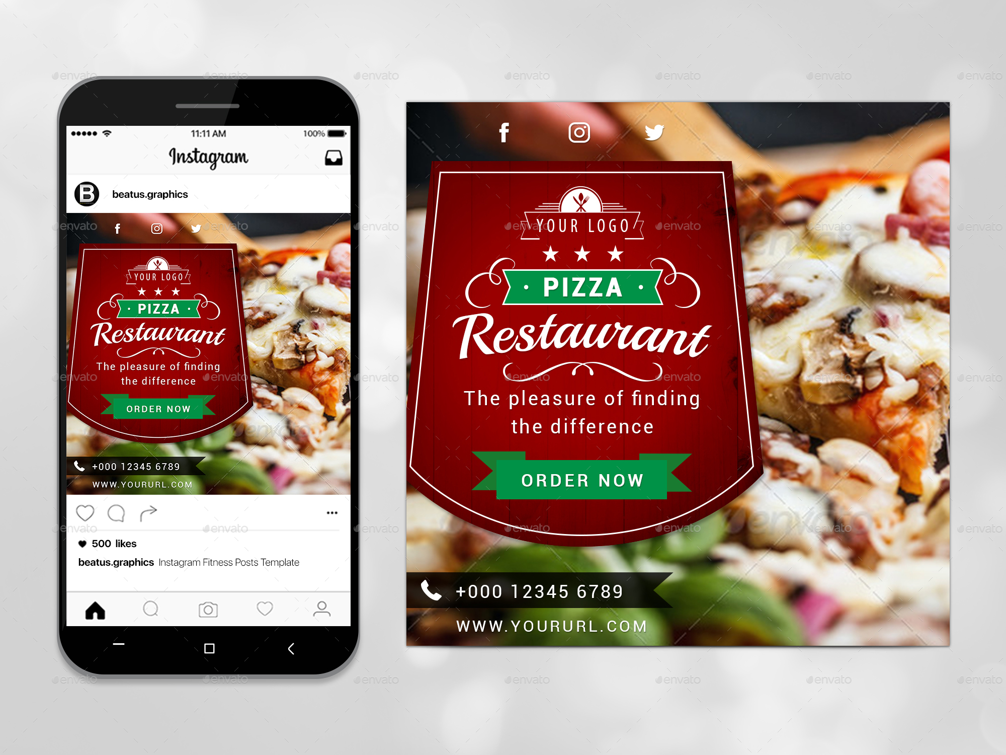 Instagram Food Restaurant Posts by BeatusGraphics | GraphicRiver