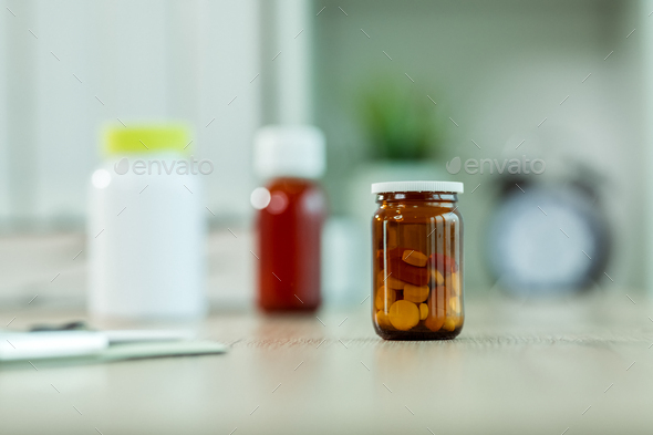 Medical drugs on the desk Stock Photo by stevanovicigor | PhotoDune