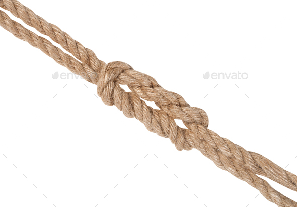 double reef knot joining two ropes isolated Stock Photo by vvoennyy
