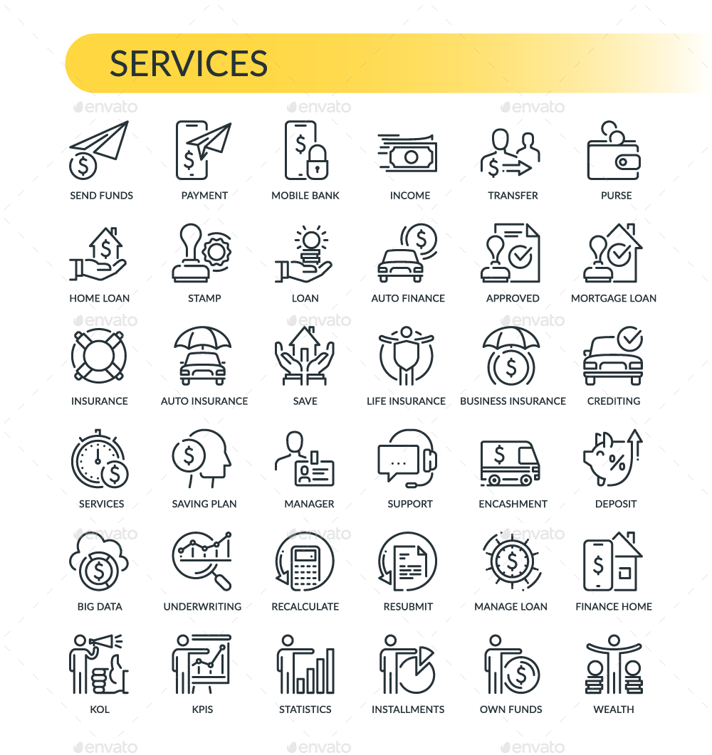 Finance Outline Icons, Icons | GraphicRiver