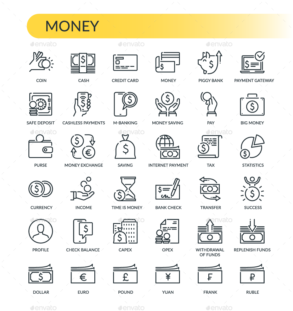 Finance Outline Icons, Icons | GraphicRiver