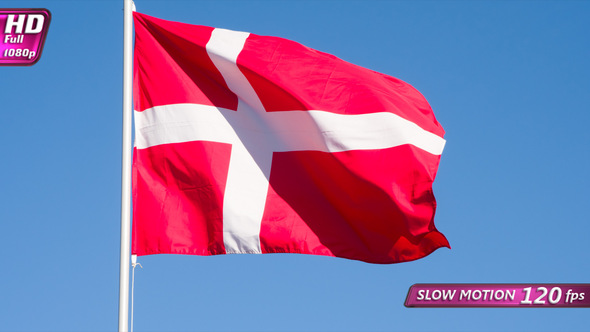 State Flag Of Denmark, Stock Footage | VideoHive