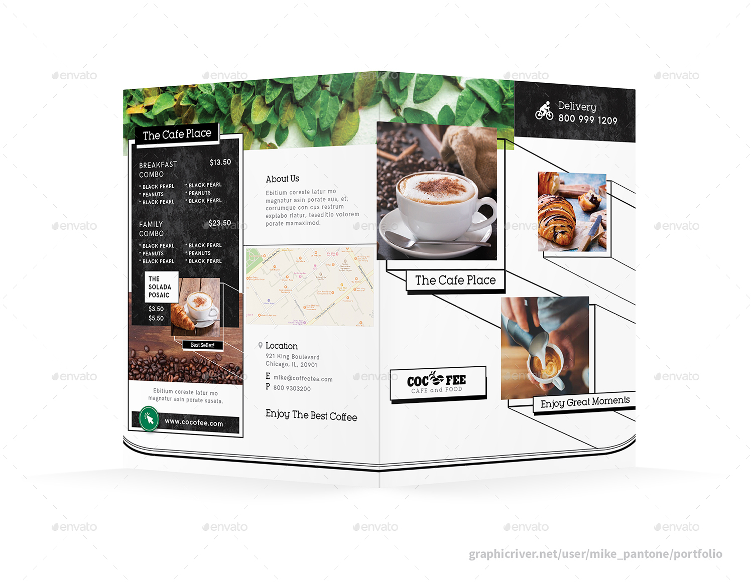 Cafe Bifold / Halffold Menu 4, Print Templates | GraphicRiver