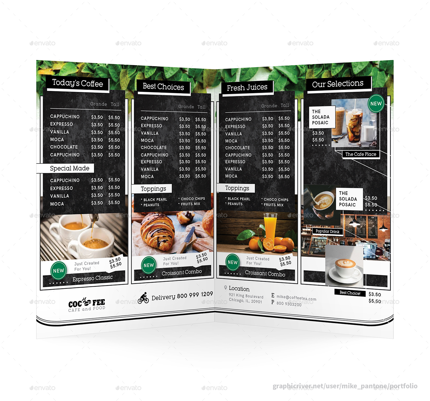 Cafe Bifold / Halffold Menu 4, Print Templates | GraphicRiver