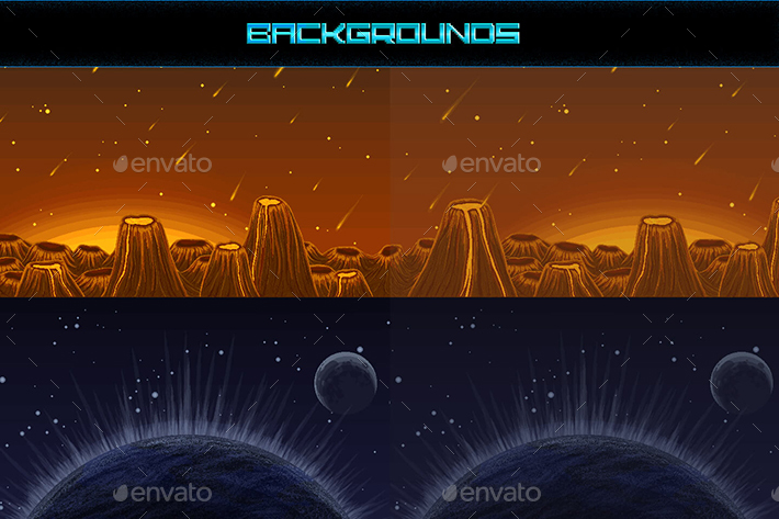 Pixel Art Space Shooter Game Kit, Game Assets | GraphicRiver